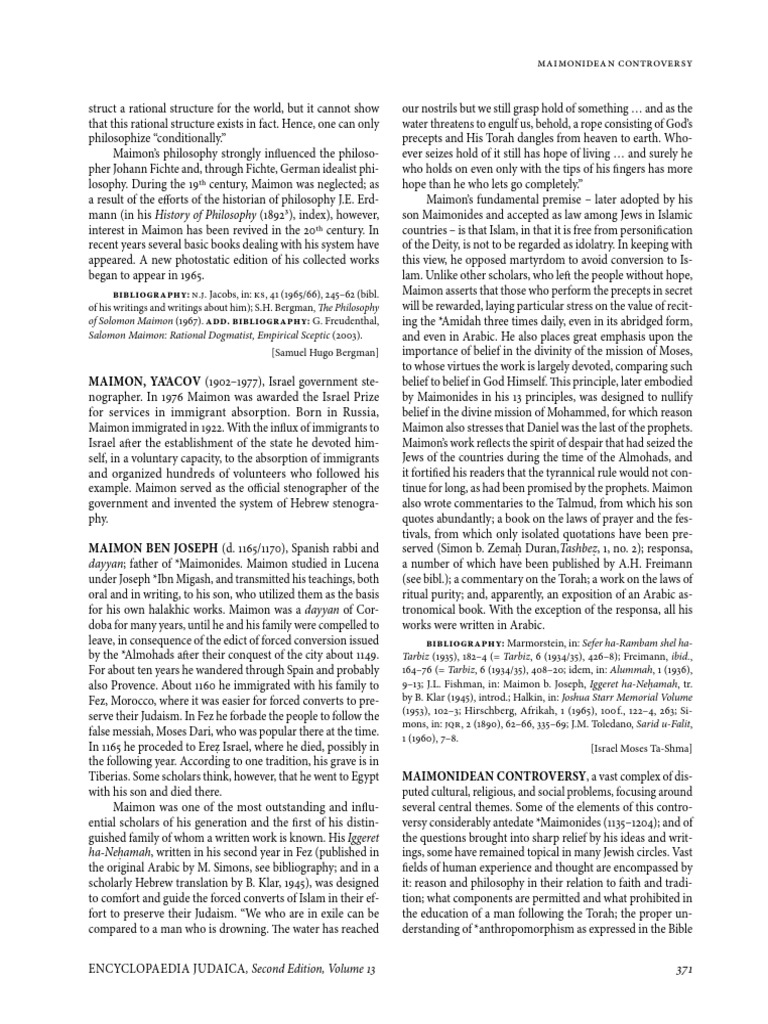 Maimonidean Controversy - EJ (2nd Ed) | PDF | Maimonides | Talmud