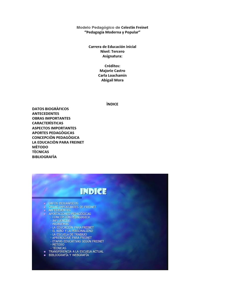 Modelo Pedagógico de Freinet | PDF | Aprendizaje | Modificación de comportamiento