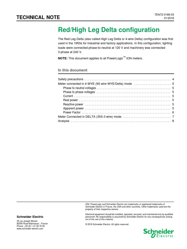 Red/High Leg Delta Configuration: Technical Note | PDF | Power (Physics ...