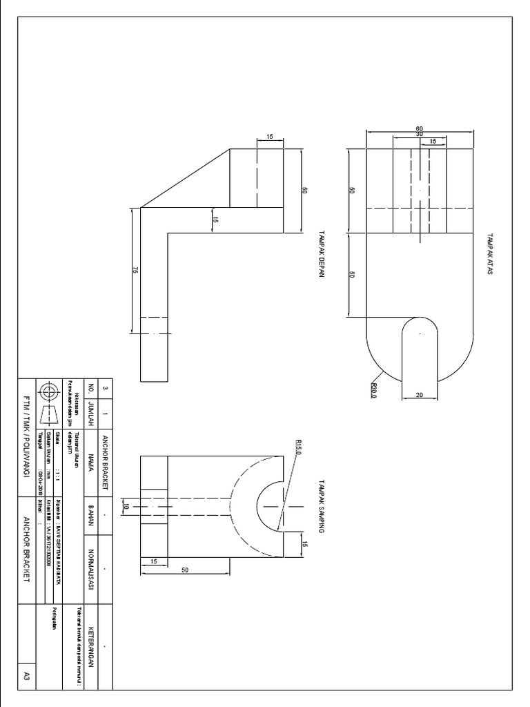 Gambar Teknik Anchor Bracket 3D | PDF
