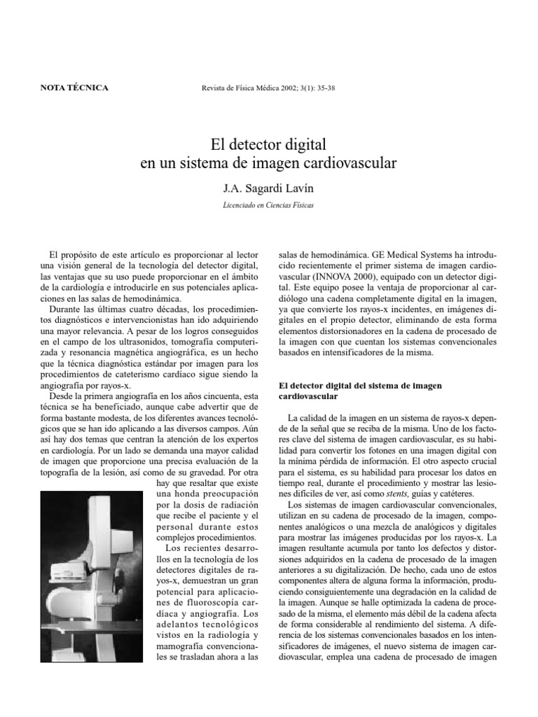 Ventajas de detectores digitales en cardiología | PDF | Rayo X | Imagen