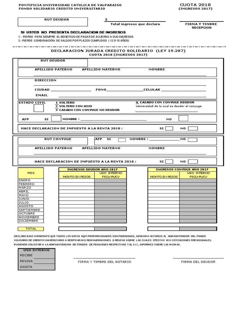 Formulario Pucv | PDF | Negocios