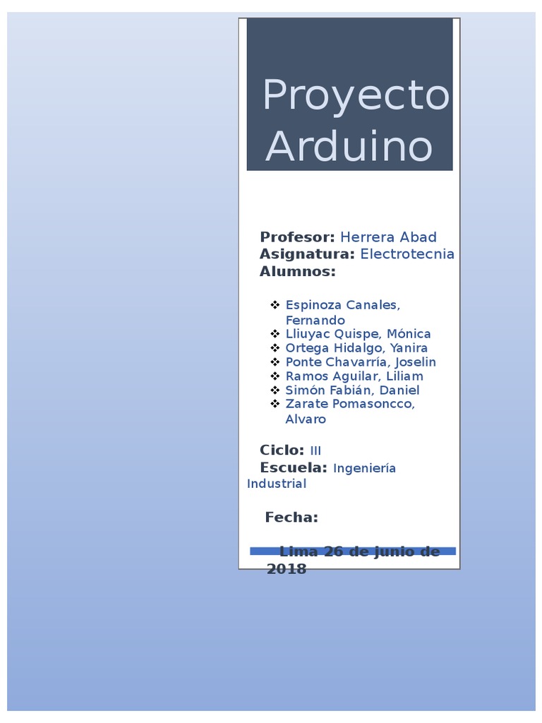 Proyecto Arduino Final | PDF | Arduino | Microcontrolador