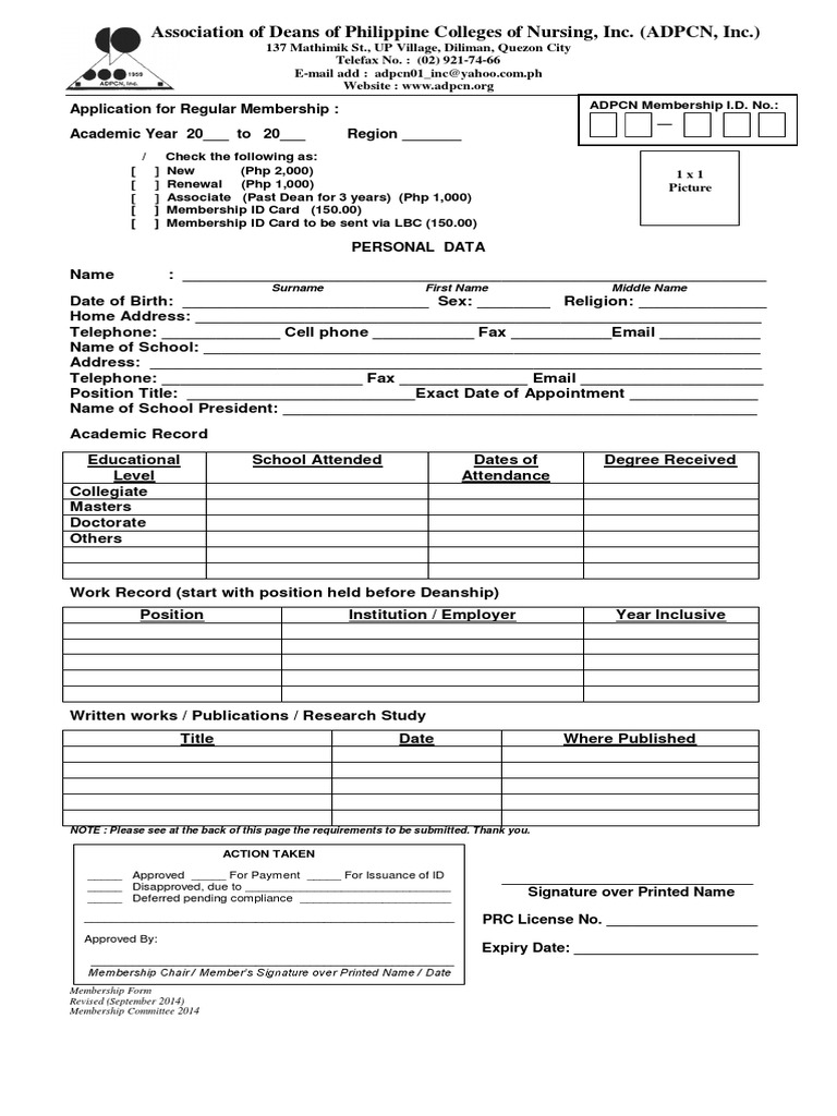 Adpcn Membership Form 2018 | Fax | Identity Document | Free 30-day ...
