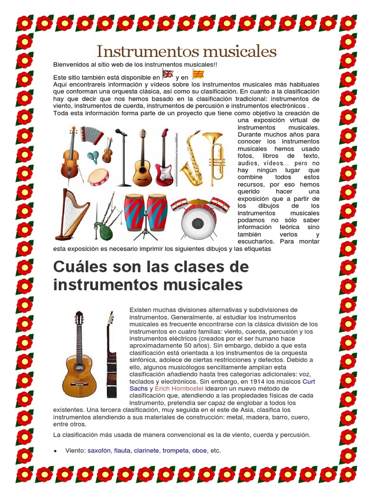 Clasificación de Instrumentos Musicales | PDF | Instrumentos musicales ...