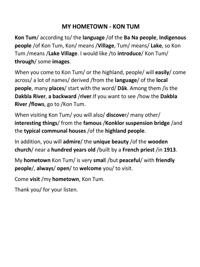 My Hometown Essay | PDF