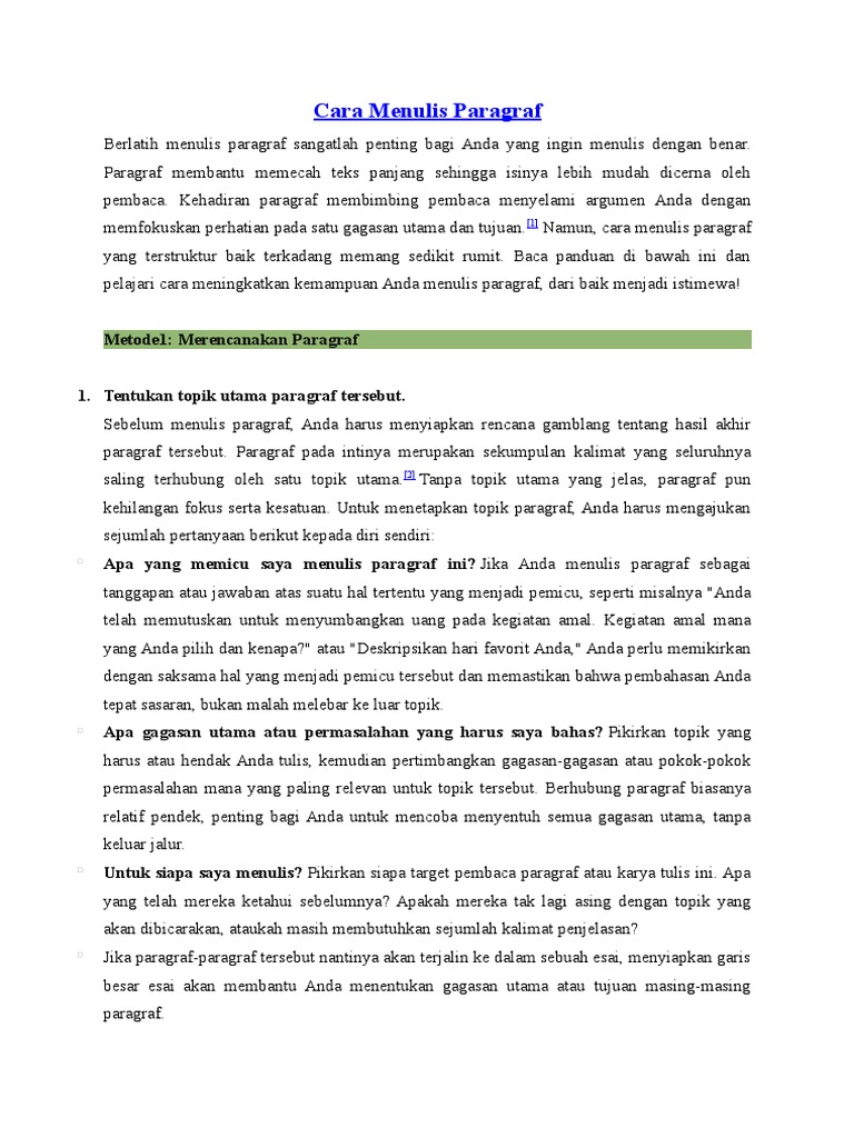 Cara Menulis Paragraf | PDF