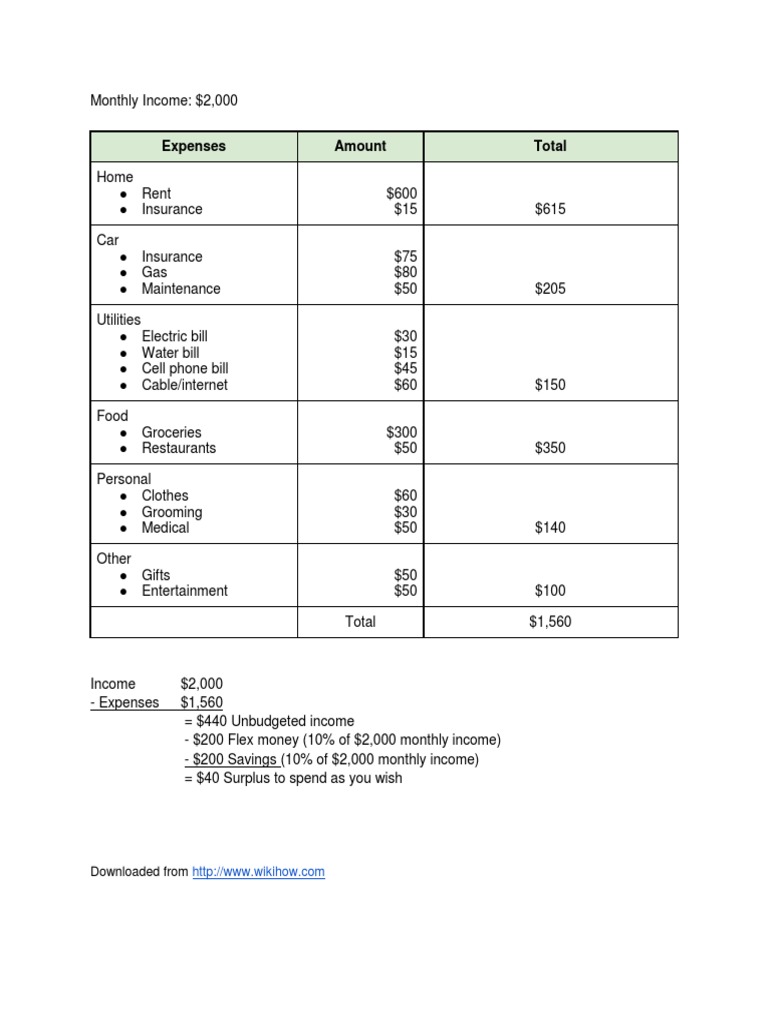 Low Income Budget | PDF
