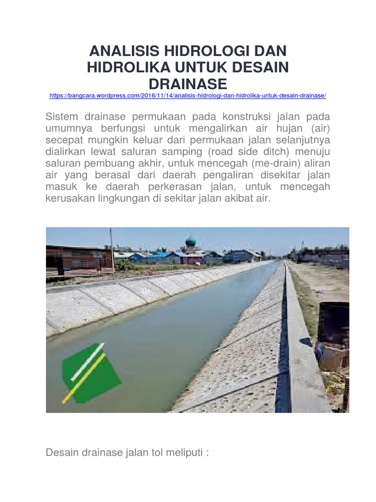 Analisis Hidrologi Dan Hidrolika Untuk Desain Drainase | PDF
