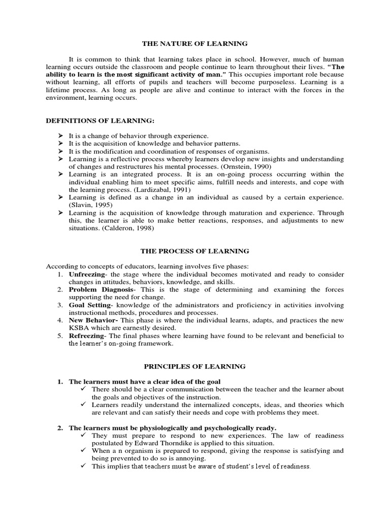 Nature of Learning | Download Free PDF | Motivation | Motivational
