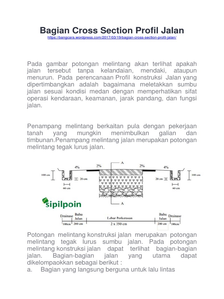 Bagian Cross Section Profil Jalan | PDF