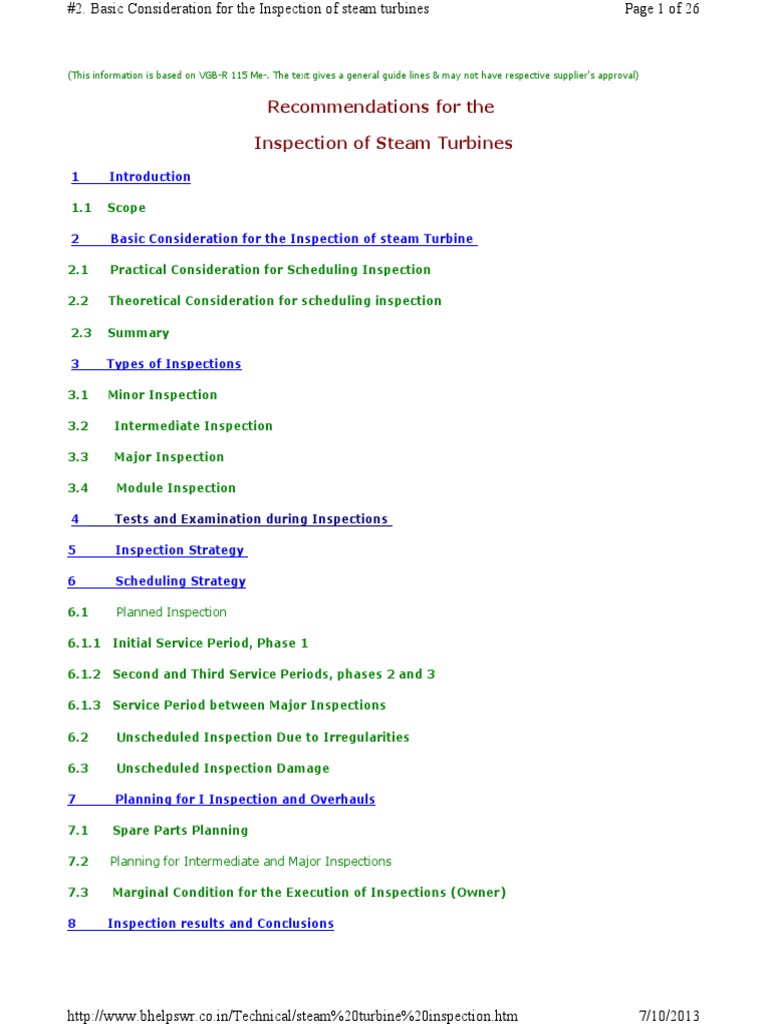 Steam Turbine Inspection Bhel PDF | PDF | Bearing (Mechanical) | Steam