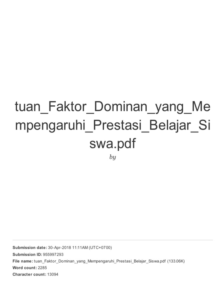 Tuan - Faktor - Dominan - Yang - Me Mpengaruhi - Prestasi - Belajar ...