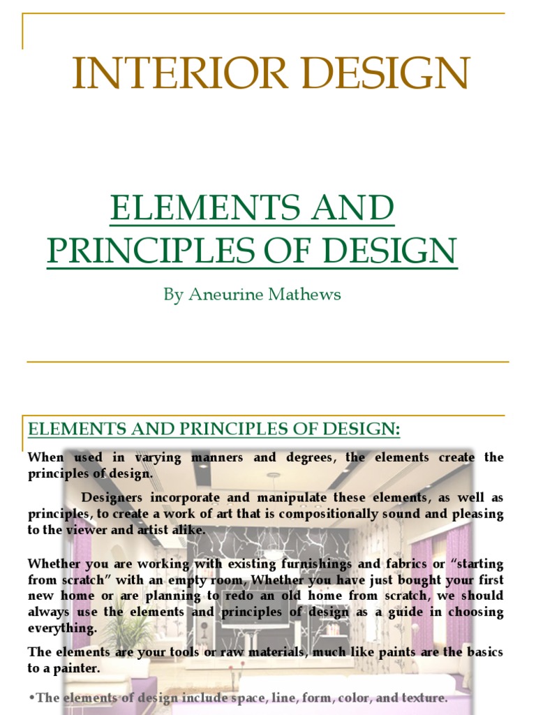 Interior Design: Elements and Principles of Design | PDF | Interior ...