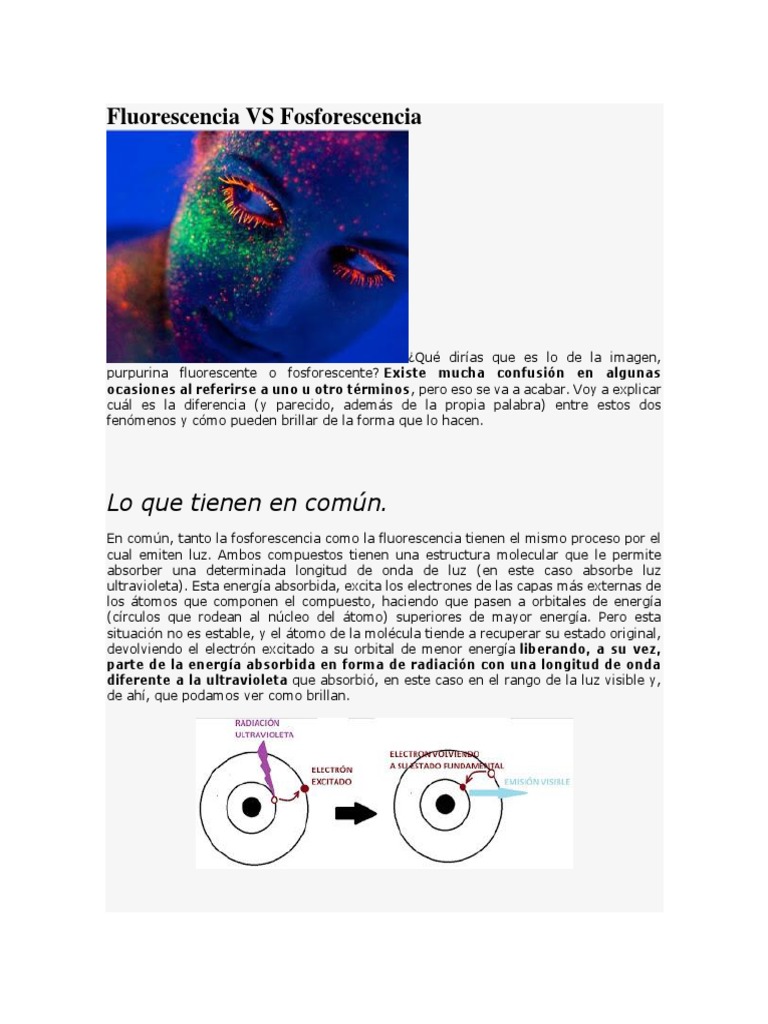 Fluorescencia Vs Fosforescencia | PDF | Fluorescencia | Ultravioleta