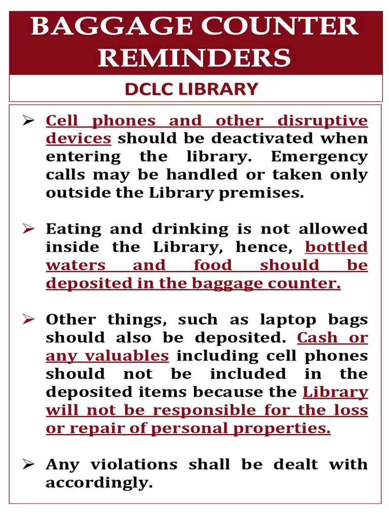 Baggage Reminders | PDF | Cooking, Food & Wine