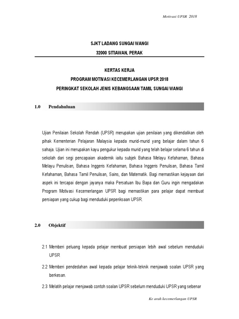 Contoh Kertas Kerja Kecemerlangan Upsr - Carson-has-Hardin