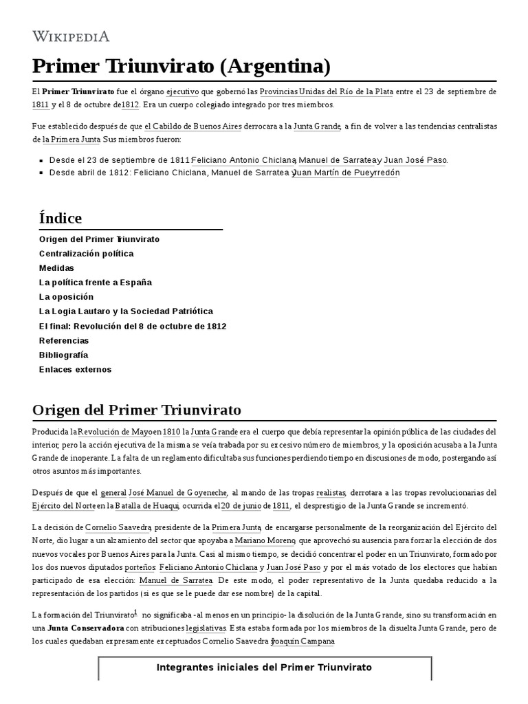 Primer Triunvirato (Argentina) | PDF | América del Sur | Argentina