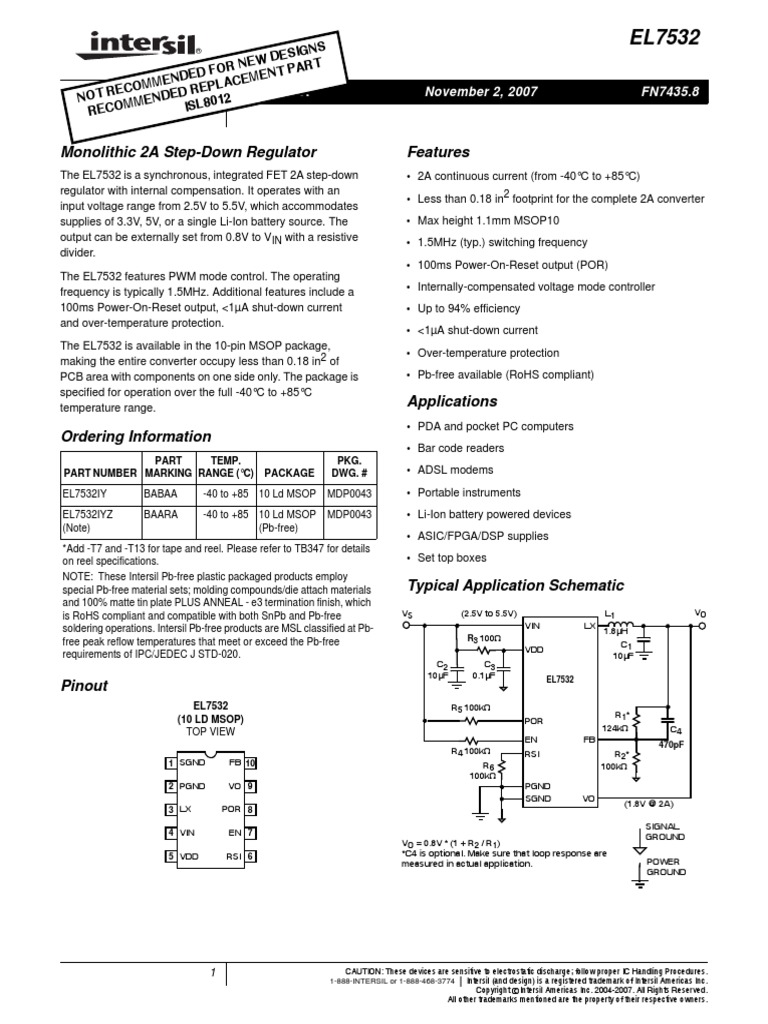 EL7532 fn7435 | PDF | Mosfet | Inductor