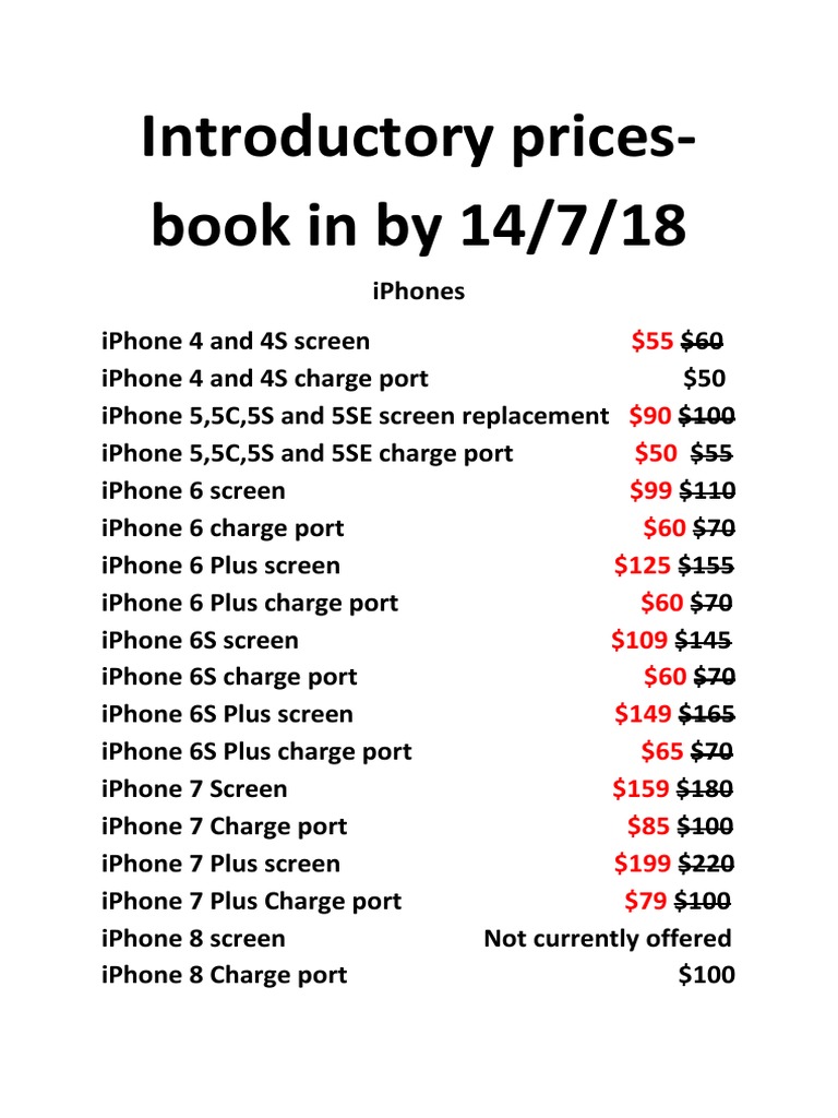 Repair Prices | PDF