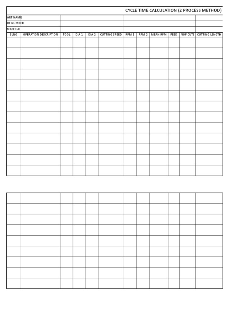 Cycle Time Calculation (2 Process Method) | PDF