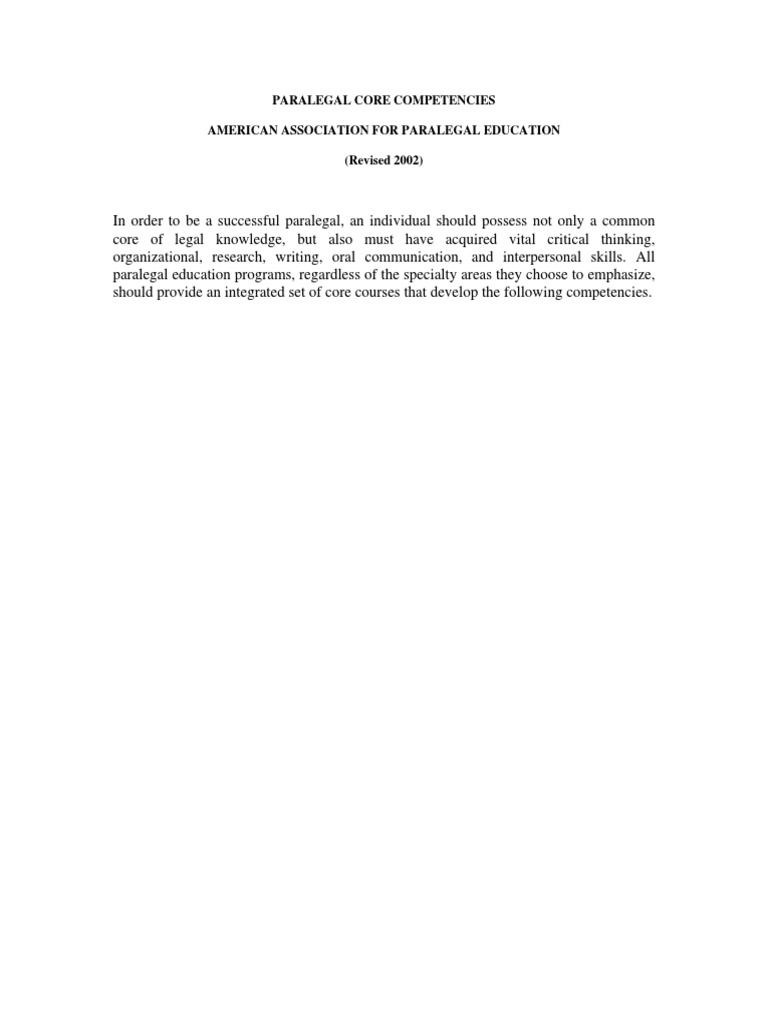 Core Competencies of A Paralegal | PDF | Paralegal | Practice Of Law