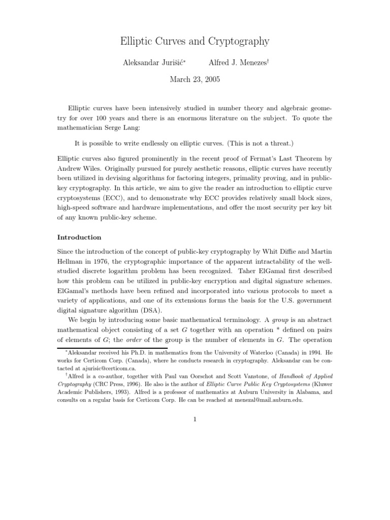 DDJ Elliptic - Curves.and - Cryptography | PDF | Cryptography | Public Key Cryptography