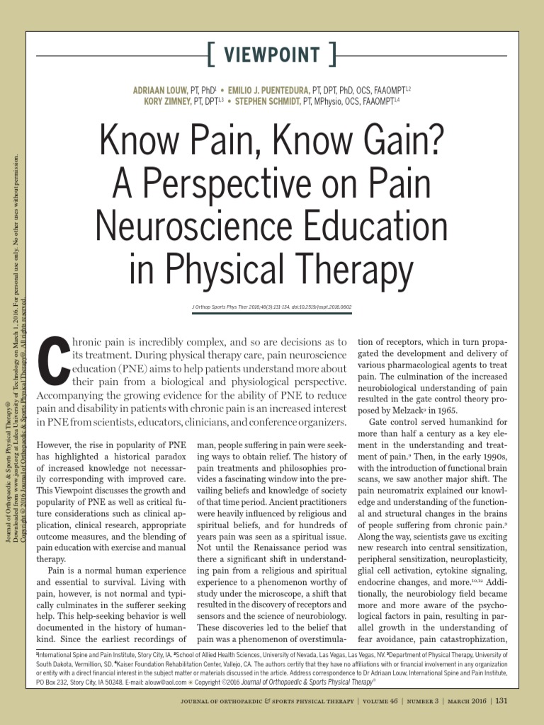 Know Pain, Know Gain | PDF | Pain | Physical Therapy