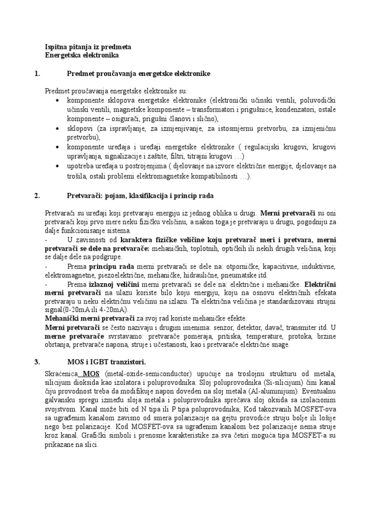 Ispitna Pitanja I Odgovori Ee | PDF