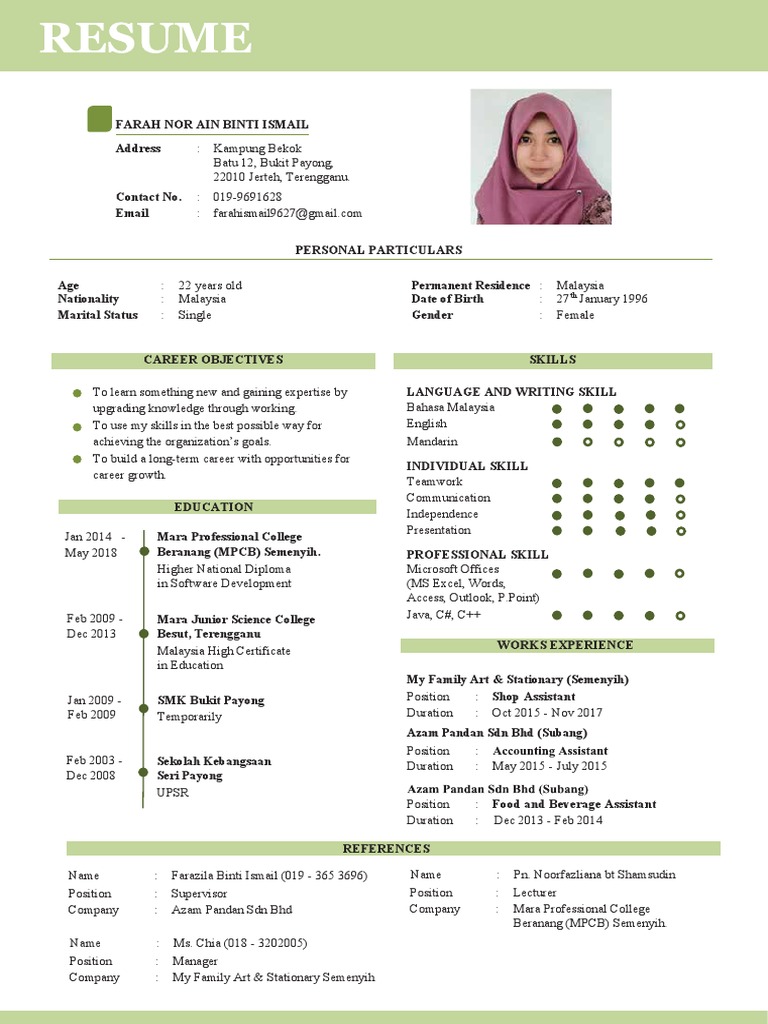 Resume Farah Ain Small | PDF | Computing | Business