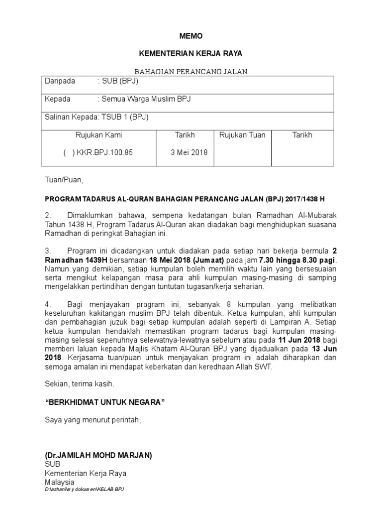 MEMO Tadarus 2018 | PDF