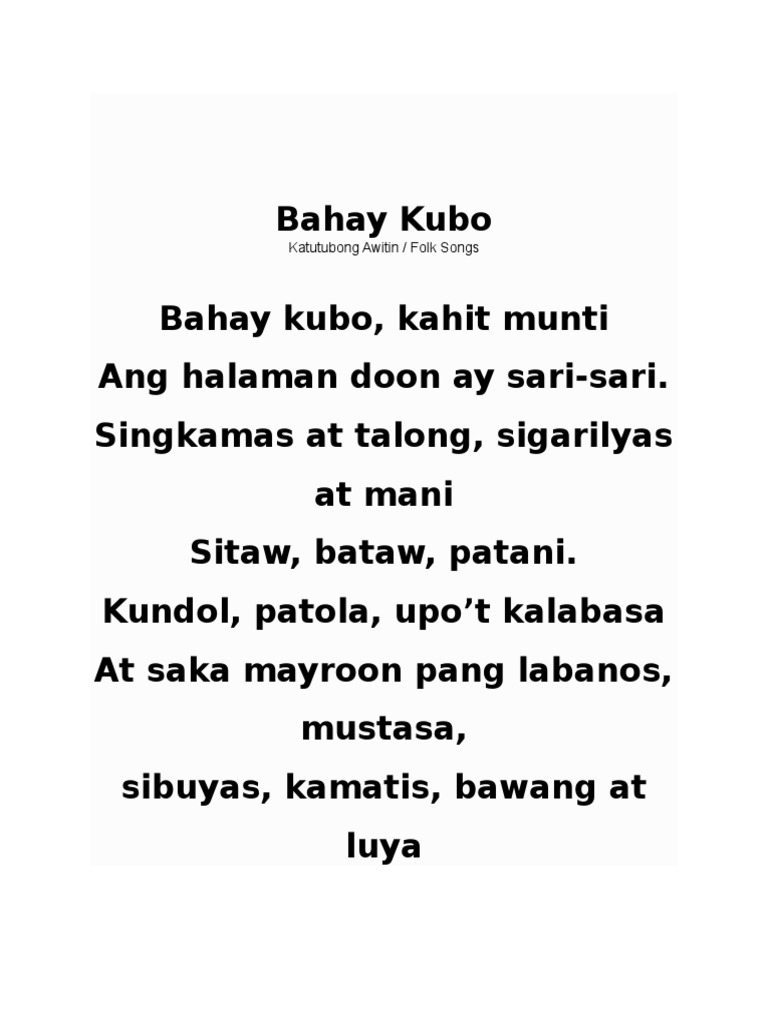 Bahay Kubo - Philippine Folk Song | PDF