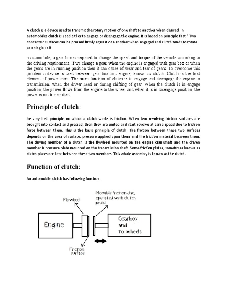 Principle of Clutch | PDF | Clutch | Transmission (Mechanics)