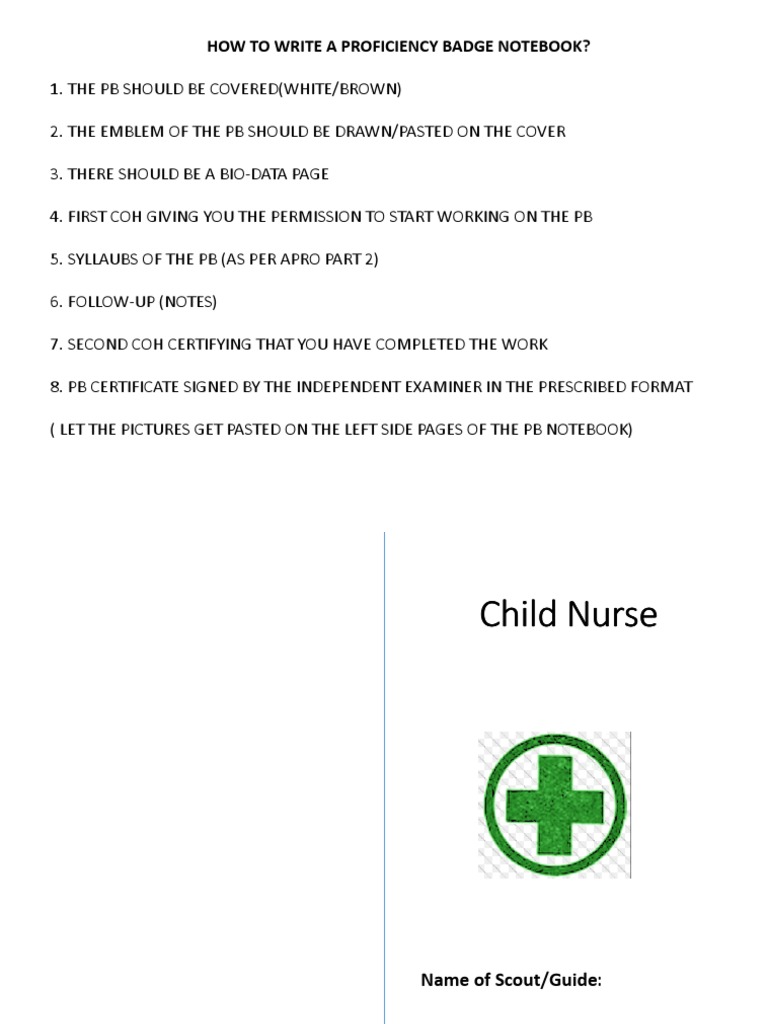 How To Write A Proficiency Badge Notebook? | PDF | Nursing | Caregiver