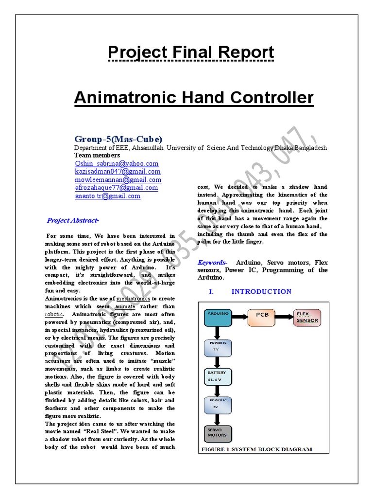 Animatronic Hand Controller | PDF | Arduino | Resistor