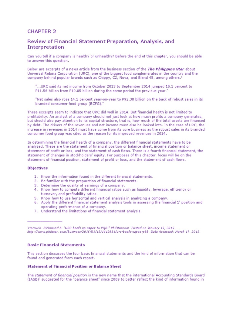 CHAPTER 2 Review of Financial Statement Preparation, Analysis, and ... CHAPTER 2 Review of Financial Statement Preparation, Analysis, and ...