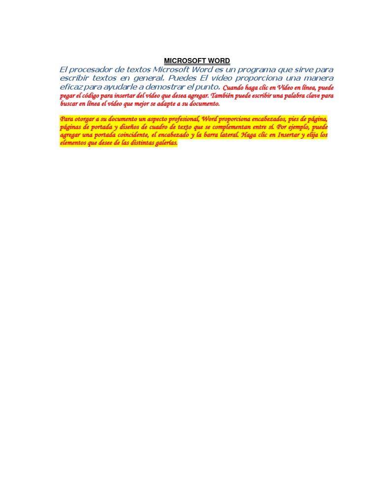 Mi Primer Documento en Word | PDF | Microsoft Word | Vídeo