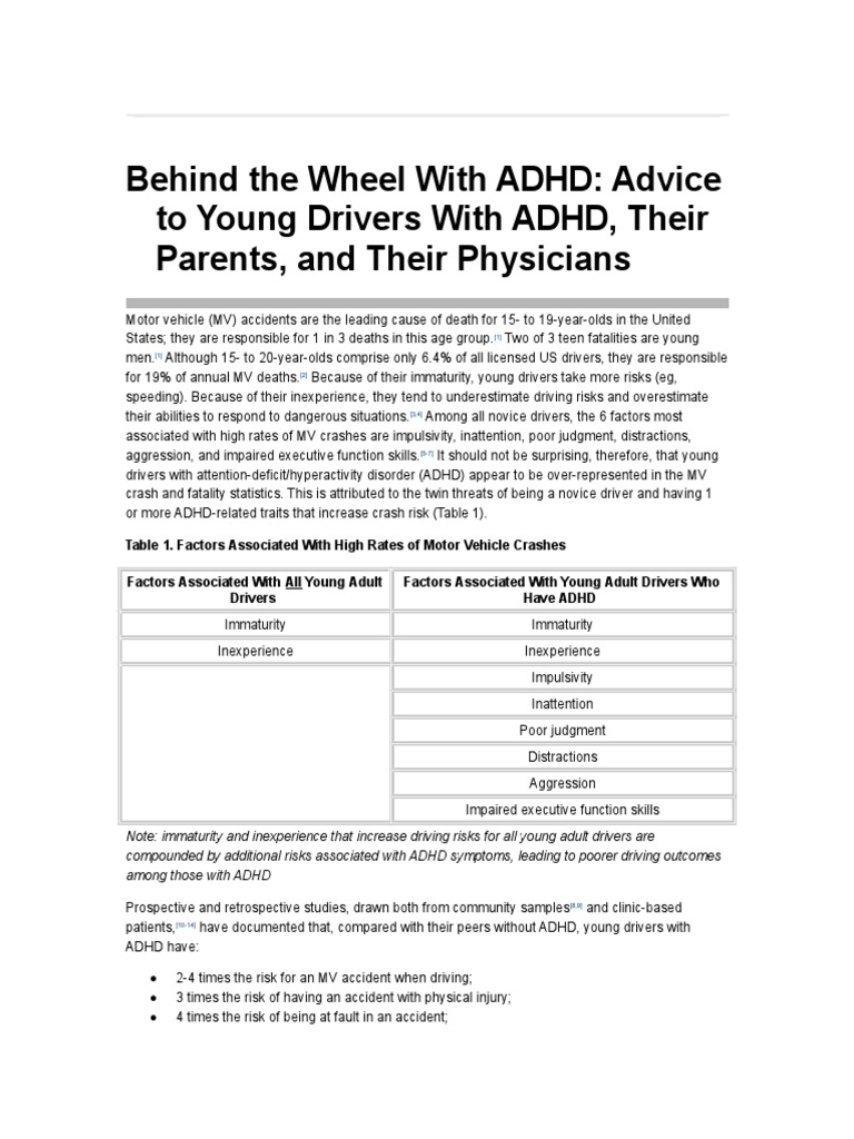 Behind The Wheel With Adhd | Download Free PDF | Attention Deficit ...
