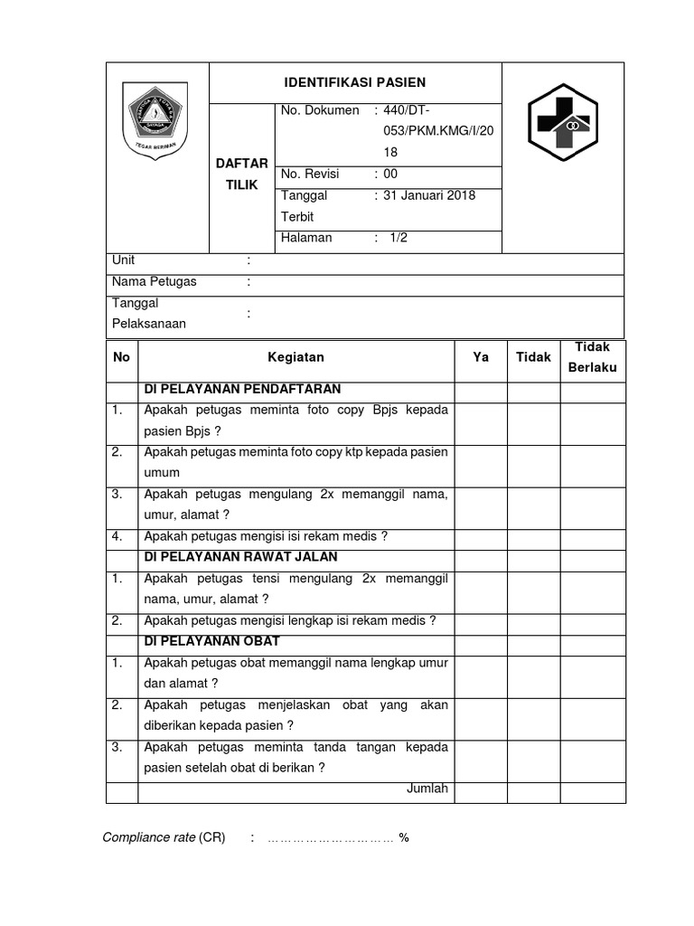 Daftar Tilik Identifikasi Pasien | PDF | Hukum