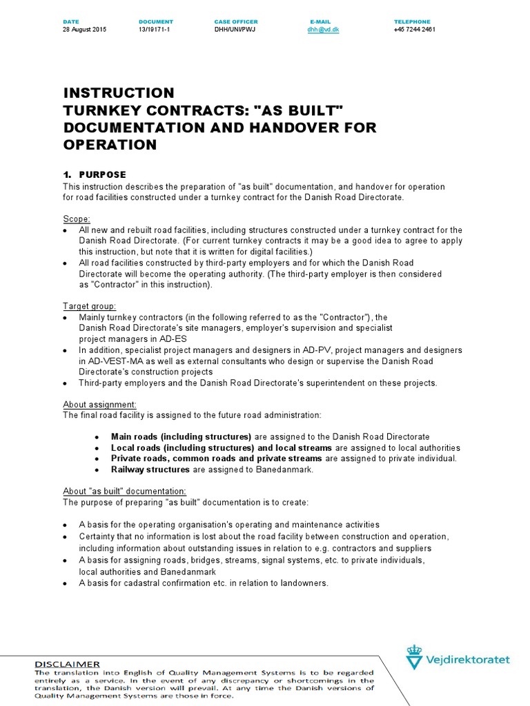 Design-Build Contracts - As Built Documentation and Handover For ...