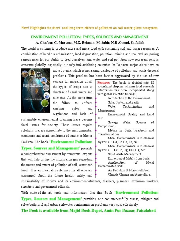 Environment Pollution Book Poster | PDF | Pollution | Sustainability