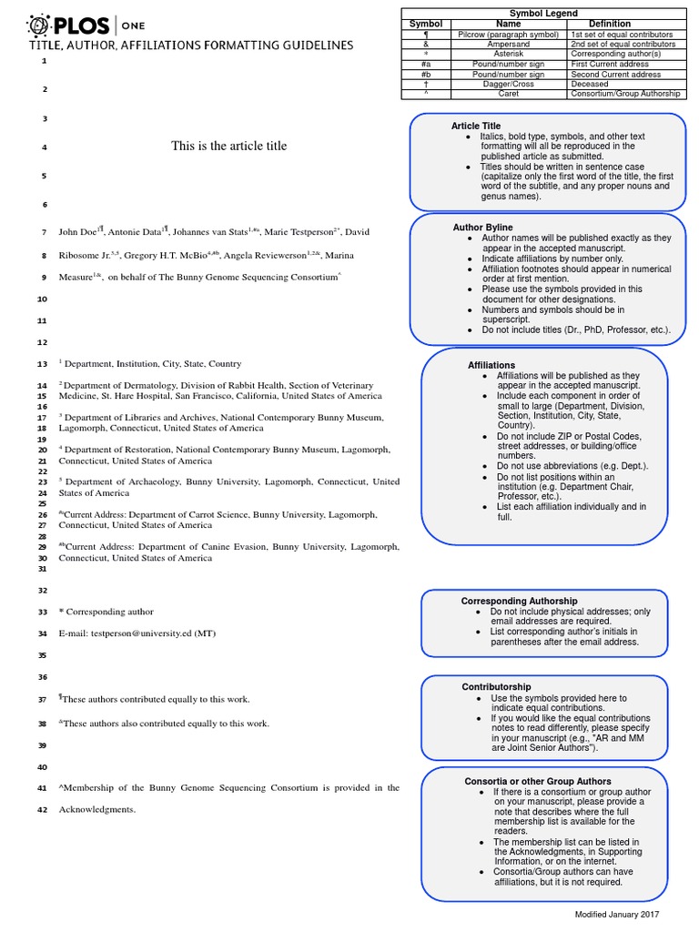 PLOSOne Formatting Sample Title Authors Affiliations | PDF | Writing ...
