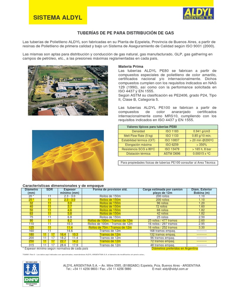 Tuberias ALDYL Gas TG0601 | PDF | Materiales | Energía y recursos