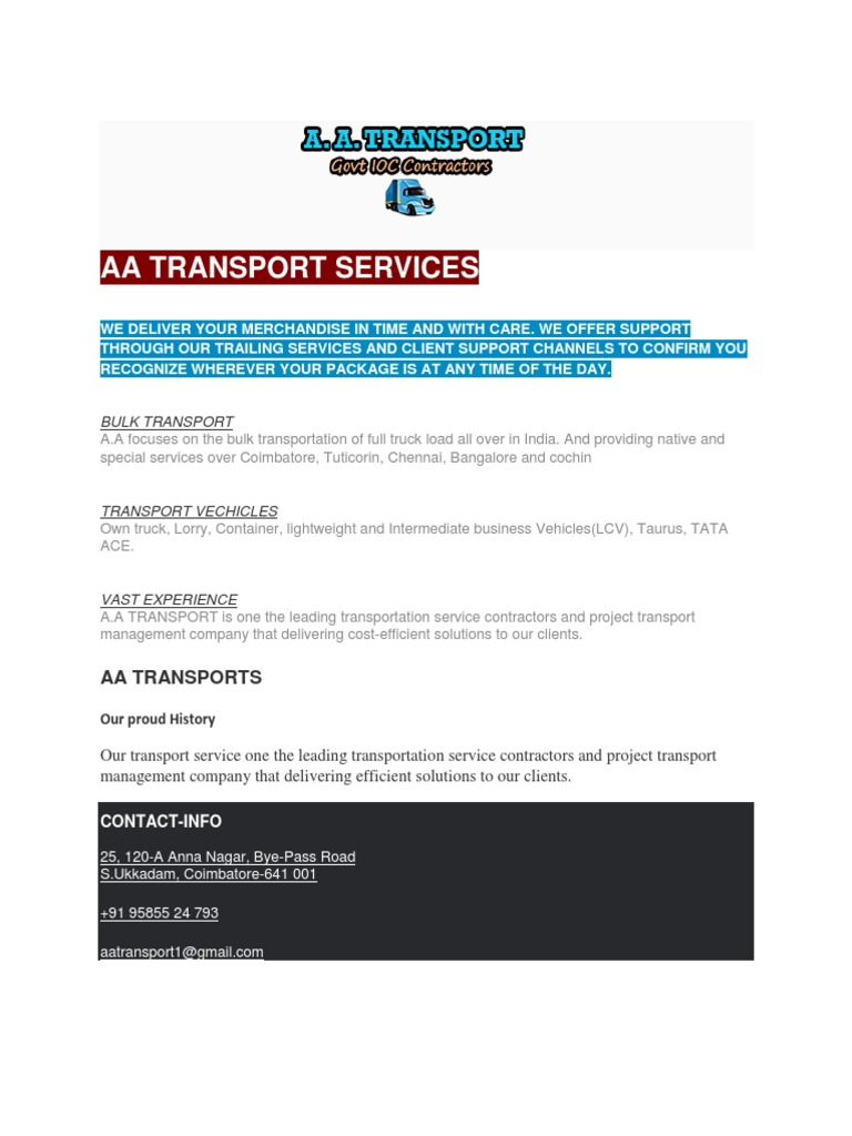 AA Transport | PDF | Business