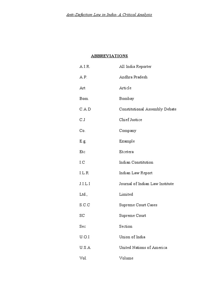 Critical Analysis of Anti-Defection Law | PDF | Bill (Law) | Liberal ...