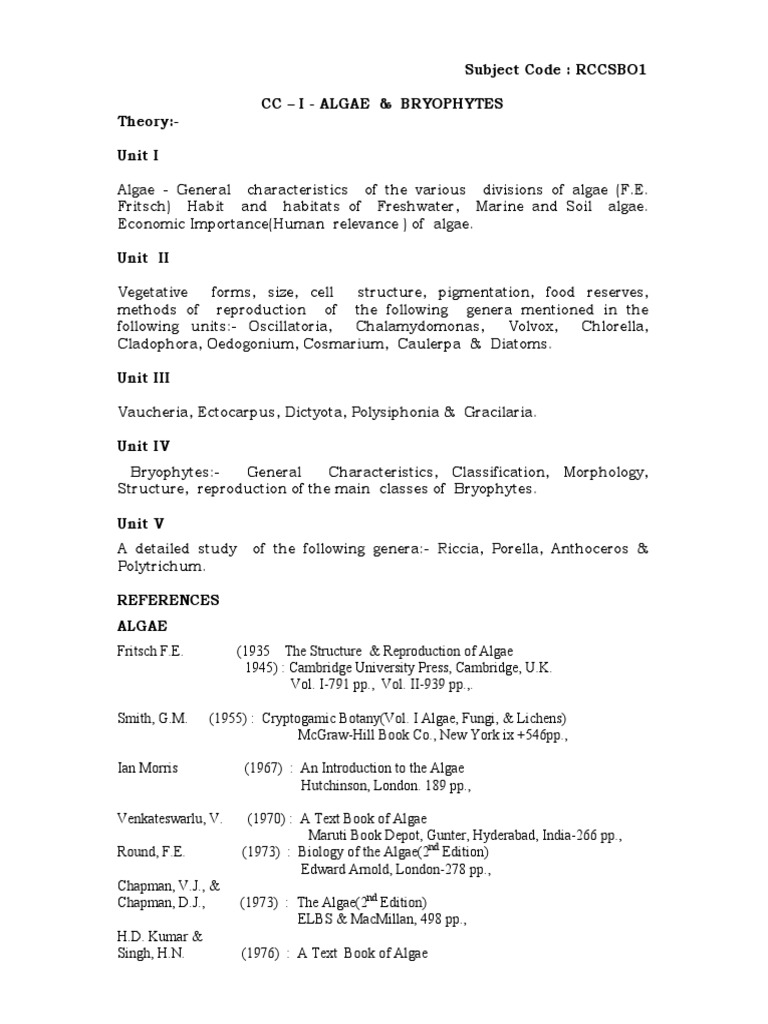 Algae & Bryophyte Syl Books | PDF