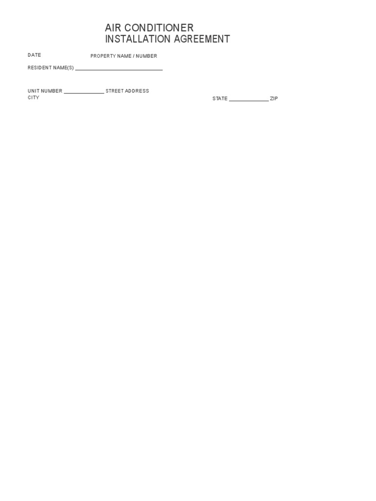 Conditioner Installation Agreement | PDF | Air Conditioning | Building ...