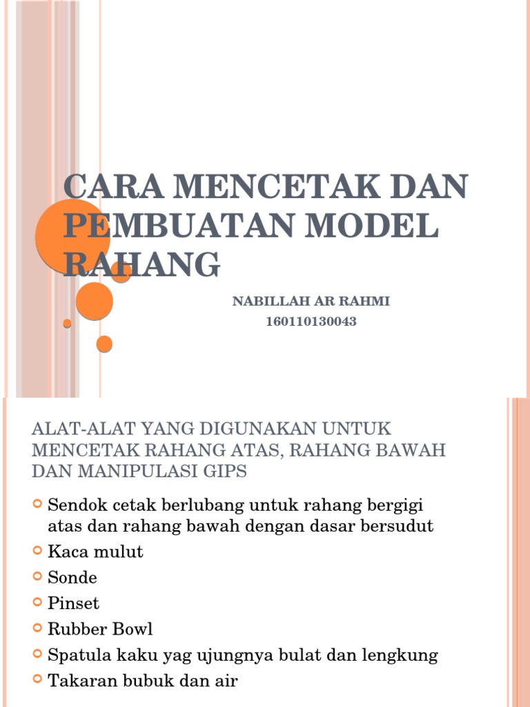 Nabillah Ar Rahmi - Cara Mencetak Dan Pembuatan Model Rahang | PDF