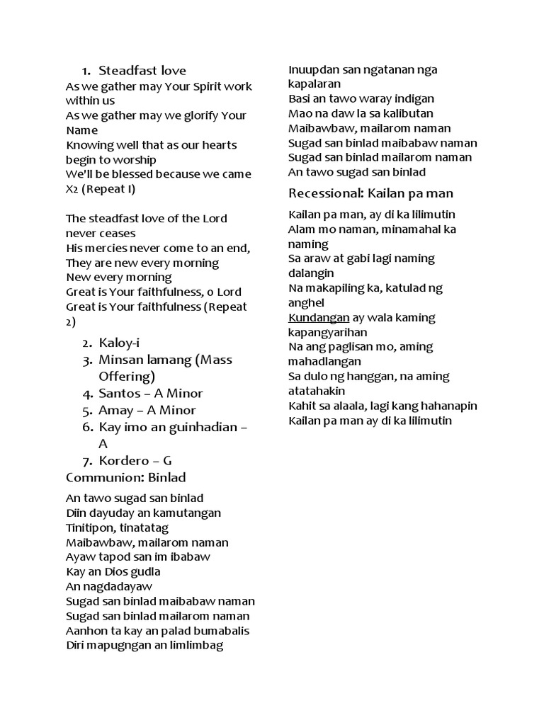 Waray-waray mass songs