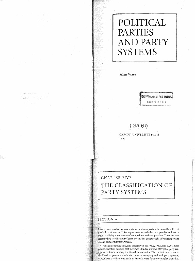 Ware, A. The Classification of Party Systems | PDF | Competition | Voting